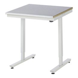 Rau Arbeitstisch adlatus 150 elektrisch h&ouml;henverstellbar Arbeitsplatte mit Stahlblechbelag 750 mm x 800 mm (08-AT-075-080-S)