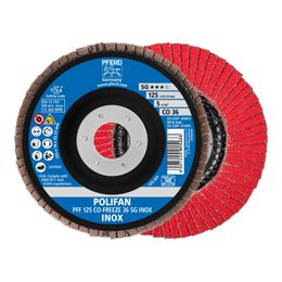 Pferd TOOLS POLIFAN F&auml;cherscheibe PFF 125x22,23 mm flach CO-FREEZE 36 Leistungslinie SG INOX Edelstahl (67612536)