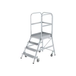 MUNK Aluminium-Podestleiter einseitig begehbar Aluminium geriffelt 4 Stufen (050104)