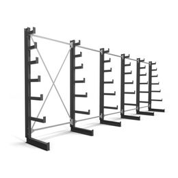 STIER Kragarmregal einseitig 5 Felder mit 6 absteigenden Ebenen 6500x2000x500mm (904489)