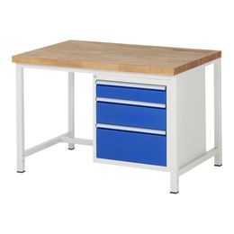Rau Werkbank h&ouml;henverstellbar 8159A1, B1250xT900xH840-1040mm, 3x Schublade-TA (03-8159A1-129B4H.11)