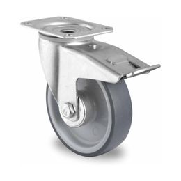 CASCOO Lenkrolle mit Totalfeststeller &oslash; 80 mm Serie P2V2 Rollenlager (TBP25W0080P2V2R1W)