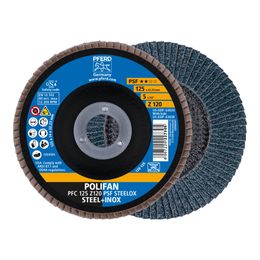 Pferd TOOLS POLIFAN F&auml;cherscheibe PFC 125x22,23 mm konisch Z120 Uni.-Linie PSF STEELOX Stahl/Edelstahl (10) (67769125)