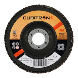 3M F&auml;cherschleifscheibe 969F Cubitron II, Glasgewebeteller, flach, 125 mm Durchmesser, K&ouml;rnung: 60 (7100105863)