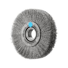 Pferd TOOLS Rundb&uuml;rste breit ungezopft RBU &Oslash;125x28xvariable Bohrung Edelstahl-Draht-&Oslash;0,30 Schleifbock (43701120)