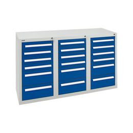 Stumpf Schubladenschrank Serie T-100/35-3, 18 Schubladen enzianblau (12x100, 6x200mm) ; Stumpf Metall (8153574)