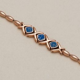 Holzkern Mosaic Armband Damen Ros&eacute; und Lapislazuli