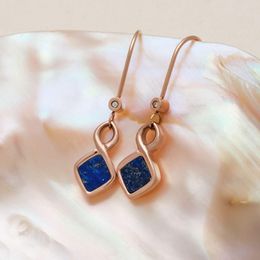 Holzkern Mosaic Ohrringe Damen Ros&eacute; und Lapislazuli