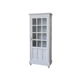 Chic Antique Vitrinenschrank mit Glaselement in der T&uuml;r 66 x 37,5 x 173 cm, antique wei&szlig; skandinavische Deko Online Shop