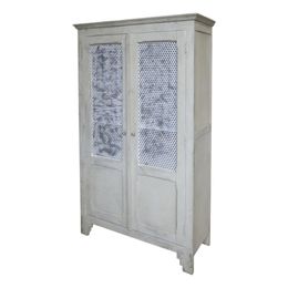 Chic Antique Altfranz&ouml;sischer W&auml;scheschrank 113 x 44,5 x 184 cm antique creme skandinavische Deko Online Shop
