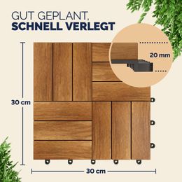 Casaria Holzfliese Akazie Mosaik FSC -zertifiziert 55er-Set 30x30cm