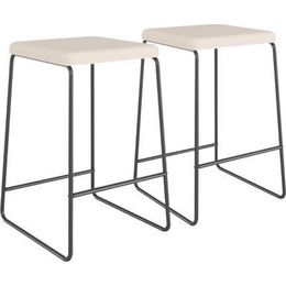 meet_by_Paperflow Barhocker Medso, Kunstleder/Metall, Sitzh&ouml;he 75 cm, cremebeige/mattschwarz, 2er-Set