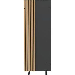 Raumteiler Oxford, mit Akustikschutz, verkettungsf&auml;hig, B 600 x T 30 x H 1650 mm, Filz/Holz/Stahl, anthrazit/helles Eiche-Dekor
