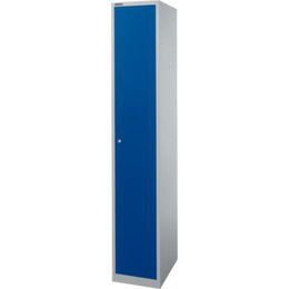 Sch&auml;fer Shop Sch&auml;fer Shop Select Garderobenschrank, 1 Abteil mit B 350 mm, 5 F&auml;cher mit 4 Fachb&ouml;den, abschlie&szlig;bar, wei&szlig;alu/enzianblau