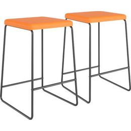 meet_by_Paperflow Barhocker Medso, Kunstleder/Metall, Sitzh&ouml;he 75 cm, orange/mattschwarz, 2er-Set