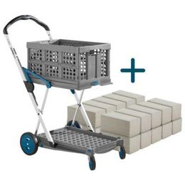 Komplettangebot Klappmobil Clax&reg;, 2 Etagen, bis 60 kg, 46 l Klappbox, grau/petrol + gratis 5000 x Sch&auml;fer Shop Pure Papierhandt&uuml;cher, 1-lagig, natur