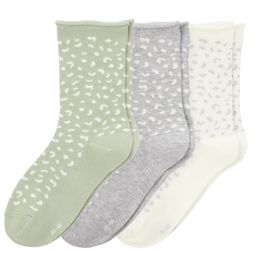 Gina Benotti 3 Paar Damen Socken mit Leo-Muster