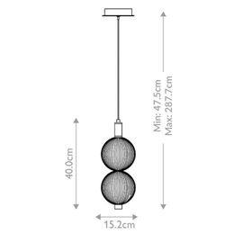 LED-H&auml;ngelampe PALMAS, gold/rauchgrau, &Oslash; 15 cm, 2-flg., Glas