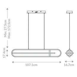 LED-H&auml;ngeleuchte DENMARK, schwarz matt, L&auml;nge 107 cm, Metall