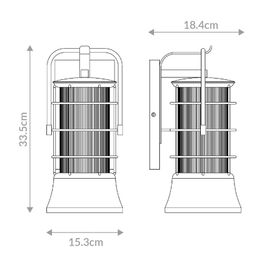 Au&szlig;enwandleuchte RIVAMAR, H&ouml;he 34 cm, schwarz/gold, IP44 E27