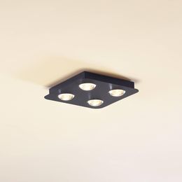 LINDBY Deckenleuchte Jyla, schwarz matt, 25 x 25 cm, 4-flg.