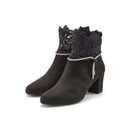 Lascana Stiefelette 'Stiefel, Boots,' schwarz Gr. 41 f&uuml;r Damen. Mit Spitze, Glitzerdetails