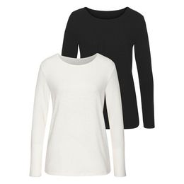 Vivance Langarmshirt 'mit modischer Rippstruktur' mehrfarbig Gr. 32/34 f&uuml;r Damen. Mit Rundhals. Figurumspielend. Nachhaltig.