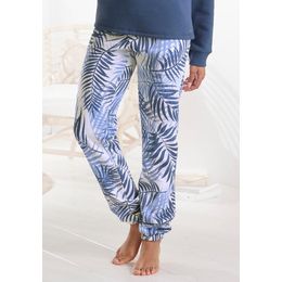 Lascana Sweatpants blau Gr. 32/34 f&uuml;r Damen. Mit Kordel, Kordelzug, Allover-Druck. Basic. Nachhaltig.