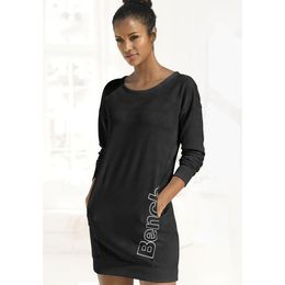 BENCH. LOUNGEWEAR Sweatkleid mehrfarbig Gr. 32/34 f&uuml;r Damen. Rundhals und Logodruck. Bequem. Nachhaltig.