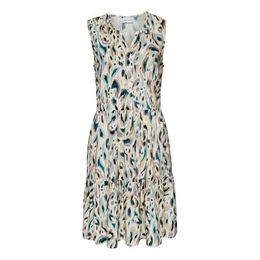 Lascana Druckkleid 'mit Raffungen im Rockteil aus gewebter Viskose' beige Gr. 34 f&uuml;r Damen. V-Ausschnitt und Allover-Druck. Figurumspielend. 