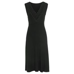 Lascana Jerseykleid 'mit Spitzeneinsatz im R&uuml;cken' schwarz Gr. 42 f&uuml;r Damen. Rundhals und Spitze. Figurbetont. Nachhaltig.