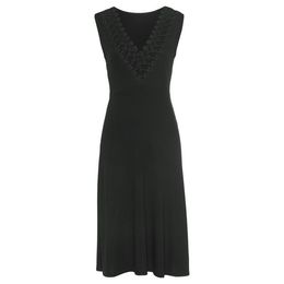 Lascana Jerseykleid 'mit Spitzeneinsatz im R&uuml;cken' schwarz Gr. 36 f&uuml;r Damen. Rundhals und Spitze. Figurbetont. Nachhaltig.