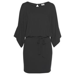 Buffalo Jerseykleid 'mit &Auml;rmelschlitzen, Partykleid mit schmalem Rockteil' schwarz Gr. 36 f&uuml;r Damen. Mit Rundhals. Figurbetont. Nachhaltig.