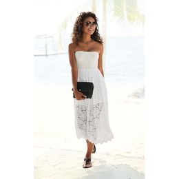 Lascana 2-in-1-Kleid 'aus gebl&uuml;mter Spitze, auch als Maxirock tragbar' wei&szlig; Gr. 38 f&uuml;r Damen. Ohne Ausschnitt und Spitze. Figurumspielend