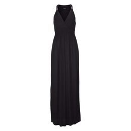 Lascana Maxikleid 'mit verstellbarem Ausschnitt und gesmokter Taille, Jerseykleid' schwarz Gr. 34 f&uuml;r Damen. Mit V-Ausschnitt. Figurbetont