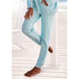ELBSAND Strickhose blau Gr. 32/34 f&uuml;r Damen. Mit Logoschriftzug. Bequem