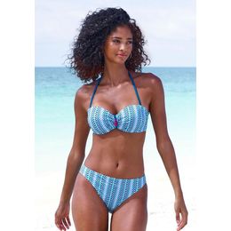 VIVANCE BY LASCANA Set: B&uuml;gel-Bandeau-Bikini 'Rosalia' blau Gr. 38 Cup B. Mit Zierperlen. Mit Seitlichen St&auml;bchen Und Mit B&uuml;gel
