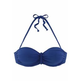 Buffalo B&uuml;gel-Bandeau-Bikini-Top 'Happy' blau Gr. 34 Cup C. Mit Flechtdetails. Mit Seitlichen St&auml;bchen Und Mit B&uuml;gel