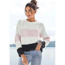 Lascana Strickpullover mehrfarbig Gr. 32/34 f&uuml;r Damen. Mit Rundhals. Figurumspielend. Nachhaltig.