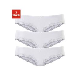 Lascana Slip wei&szlig; Gr. 32/34 f&uuml;r Damen. Mit Spitze, Schleife. K&ouml;rpernah. Nachhaltig.