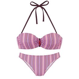 VIVANCE BY LASCANA Set: B&uuml;gel-Bandeau-Bikini 'Rosalia' pink Gr. 38 Cup D. Mit Zierperlen. Mit Seitlichen St&auml;bchen Und Mit B&uuml;gel