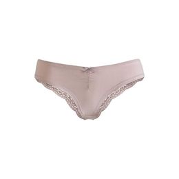 Lascana Brasilslip beige Gr. 32/34 f&uuml;r Damen. Mit Spitze, Schleife. K&ouml;rpernah