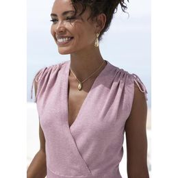 Lascana Stricktop violett Gr. 32/34 f&uuml;r Damen. V-Ausschnitt und B&auml;nder. Figurbetont