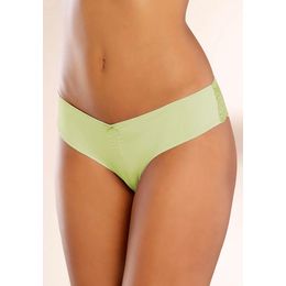 Lascana Brasilslip gr&uuml;n Gr. 32/34 f&uuml;r Damen. Mit Spitze, Schleife. K&ouml;rpernah