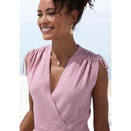 Lascana Stricktop violett Gr. 36/38 f&uuml;r Damen. V-Ausschnitt und B&auml;nder. Figurbetont