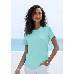Beach Time BEACHTIME T-Shirt 'mit modischem Schlitz am Saum' blau Gr. 48/50 f&uuml;r Damen. Mit Rundhals. Figurumspielend. Nachhaltig.