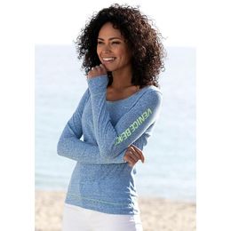 Venice Beach Langarmshirt mehrfarbig Gr. 36/38 f&uuml;r Damen. Rundhals und Logoschriftzug. Figurumspielend. Nachhaltig.