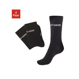 Copenhagen Studios Tennissocken schwarz Gr. 43-46 f&uuml;r Damen. Mit Logoschriftzug. Elastisch. Nachhaltig.