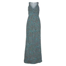 Lascana Maxikleid 'mit verstellbarem Ausschnitt und gesmokter Taille, Jerseykleid' mehrfarbig Gr. 32 f&uuml;r Damen. V-Ausschnitt und Allover-Druck. 