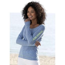 Venice Beach Langarmshirt mehrfarbig Gr. 32/34 f&uuml;r Damen. Rundhals und Logoschriftzug. Figurumspielend. Nachhaltig.